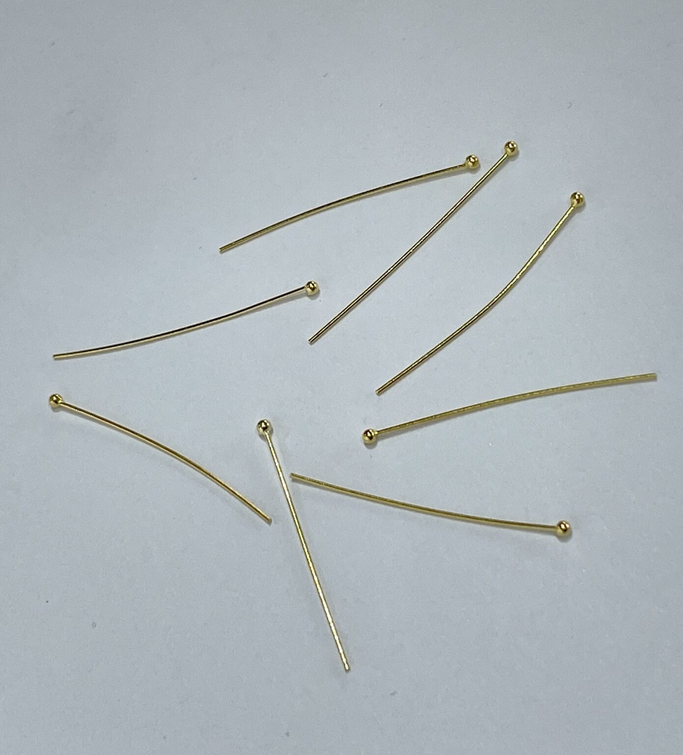 925 Sterling Silver – Ball Pins, with Gold Vermeil, 30mm, 8 pcs, 10-A-G ...